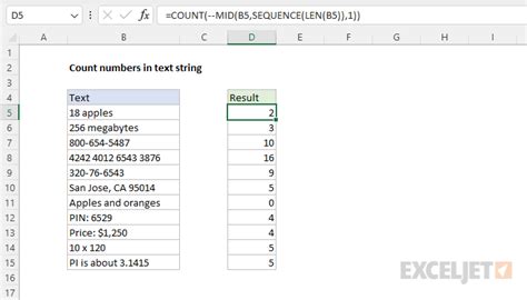 count numbers in text string excel formula exceljet