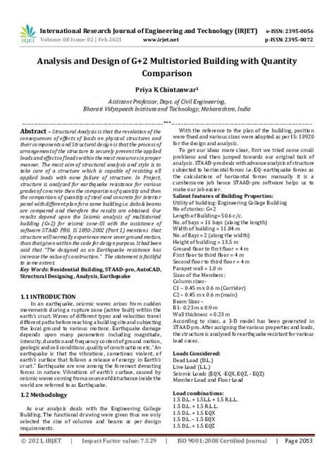 pdf irjet analysis and design of g 2 multistoried building with quantity comparison irjet