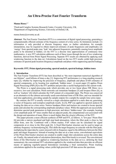 pdf an ultra precise fast fourier transform