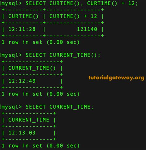 mysql current time