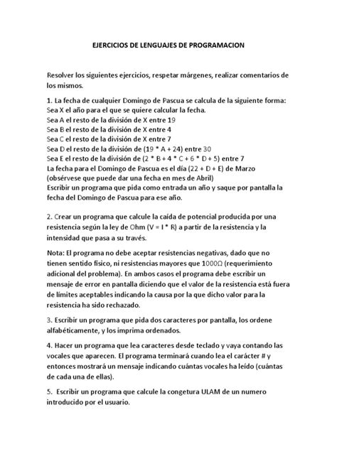 ejercicios de lenguajes de programacion en c pdf resistencia eléctrica y conductancia