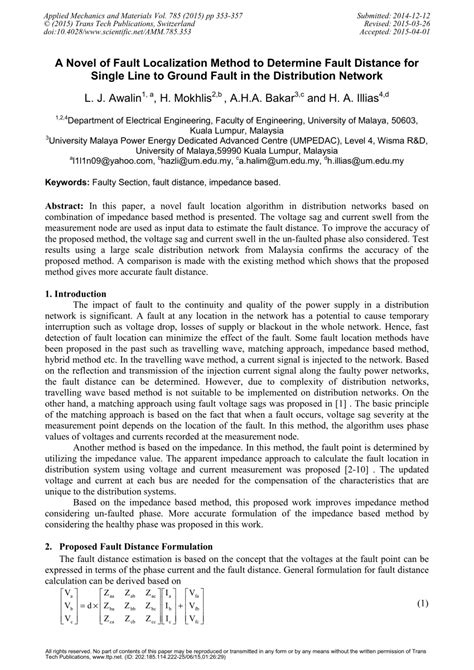 pdf a novel of fault localization method to determine fault distance for single line to ground