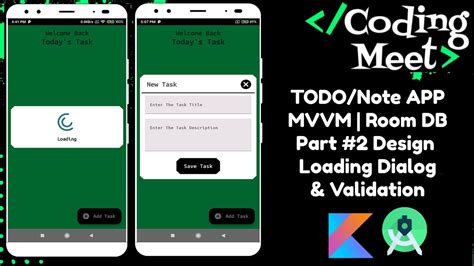 TODO Note App 2 MVVM Room DB Design Loading Dialog And