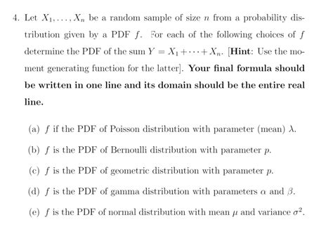 solved 4 let x1 … xn be a random sample of size n from a