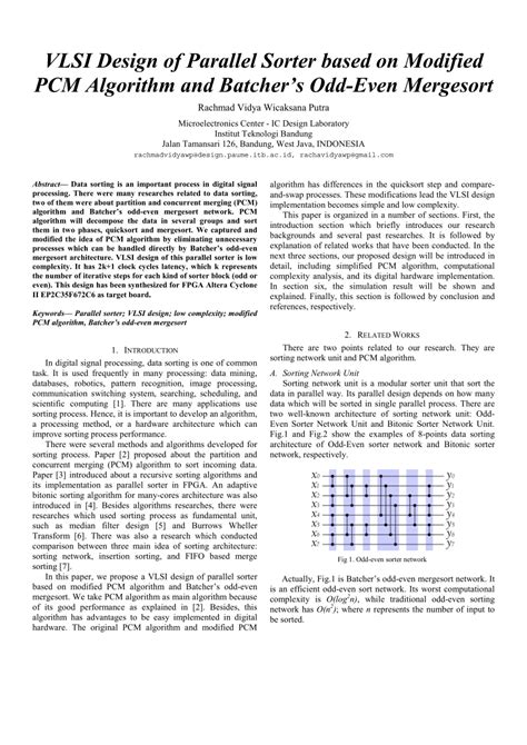 pdf vlsi design of parallel sorter based on modified pcm algorithm and batcher s odd even
