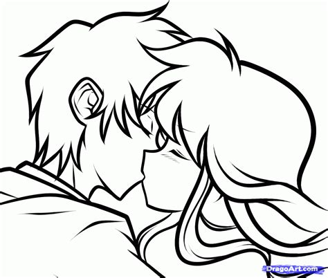 Color Book Pages Free Couple How To Draw A Valentines Couple Anime Kiss Step 9 Kissing