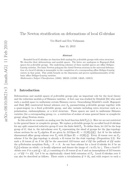pdf the newton stratification on deformations of local g shtuka
