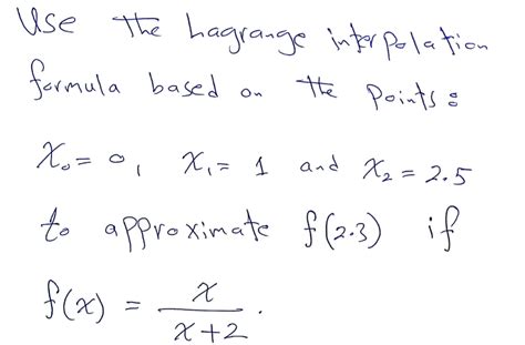 solved use the lagrange interpolation formula based on the
