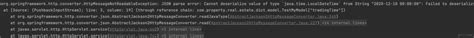json parse error cannot deserialize value of type `java time localdatetime` from string