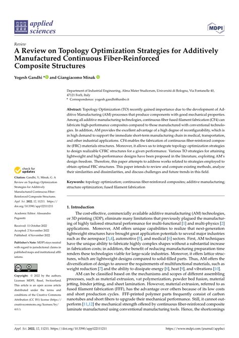 pdf a review on topology optimization strategies for additively manufactured continuous fiber