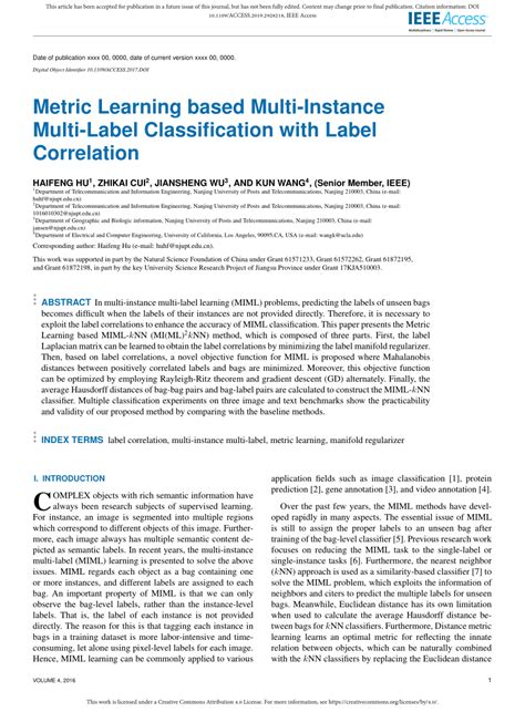 pdf metric learning based multi instance multi label classification with label correlation
