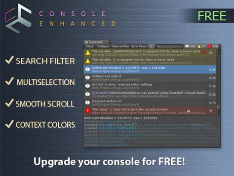 Console Enhanced Free Utilities Tools Unity Asset Store