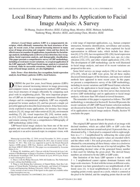 pdf local binary patterns and its application to facial image analysis a survey