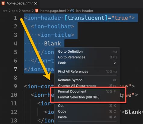 Visual Studio Code Format Code