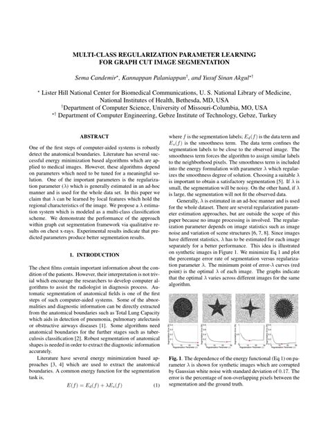 pdf multi class regularization parameter learning for graph cut image segmentation