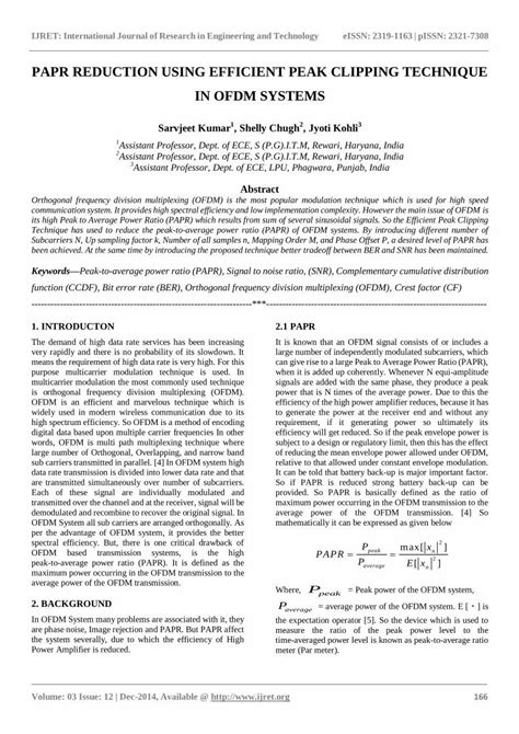 pdf papr reduction using efficient peak clipping … ijret 2014v03 i12