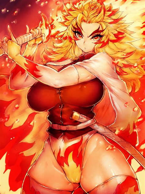 Rule 34 1girls Alternate Costume Big Breasts Blonde Hair Breasts Cleavage Demon Slayer Female