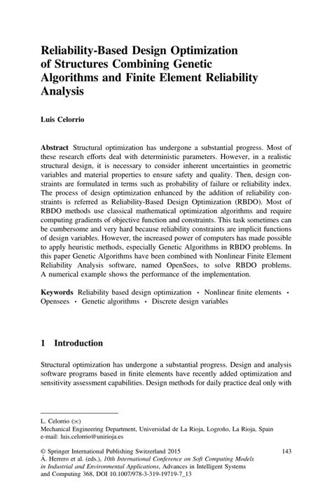 pdf reliability based design optimization of structures combining genetic algorithms and