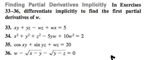 solved finding partial derivatives implicitly in exercises