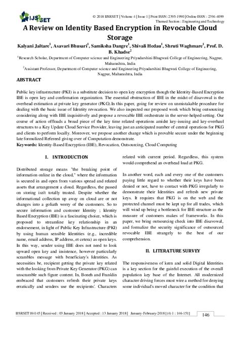 pdf a review on identity based encryption in revocable cloud storage international journal