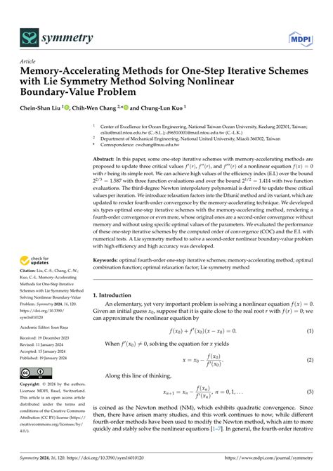 pdf memory accelerating methods for one step iterative schemes with lie symmetry method