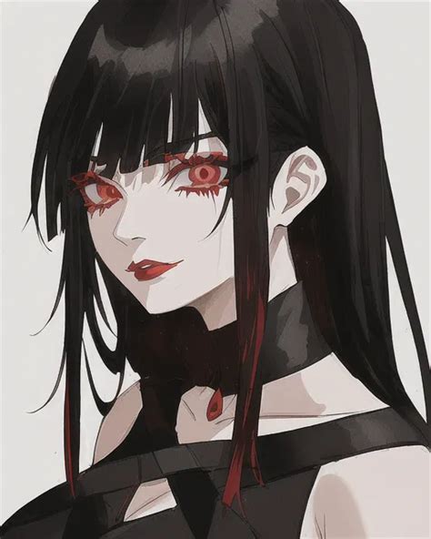Evil Anime Girl Black Hair Red Eyes