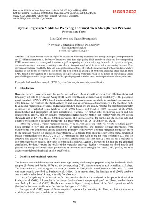 pdf bayesian regression models for predicting undrained shear strength from piezocone