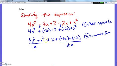 7ee lesson 1 simplifying expressions using the commutative property and combining like terms
