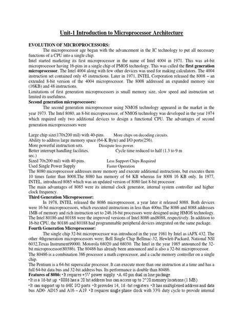 unit 1 introduction to microprocessor architecture pdf pdf central processing unit