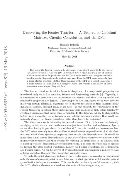 pdf discovering the fourier transform a tutorial on circulant matrices circular convolution