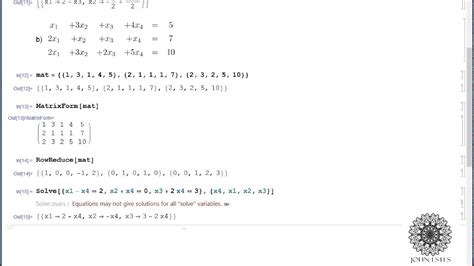how to solve systems of equations with mathematica and gauss jordan elimination youtube