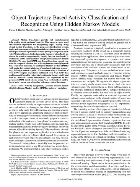 pdf object trajectory based activity classification and recognition using hidden markov models