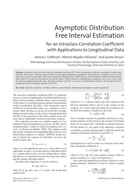 pdf asymptotic distribution free interval estimation for an intraclass correlation coefficient