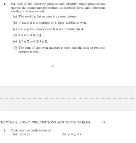 solved 1 for each of the following propositions identify