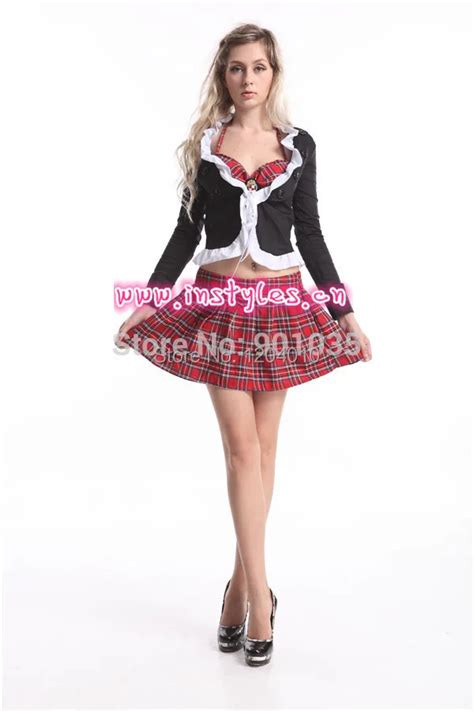 Free Shipping Instyles S 2xl Plus Size Women Ladies Sexy Schoolgirl Costume Lingerie Set Fancy