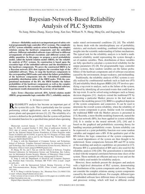 pdf bayesian network based reliability analysis of plc systems