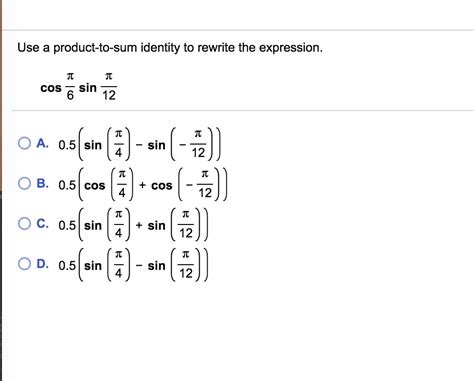 solved use a product to sum identity to rewrite the