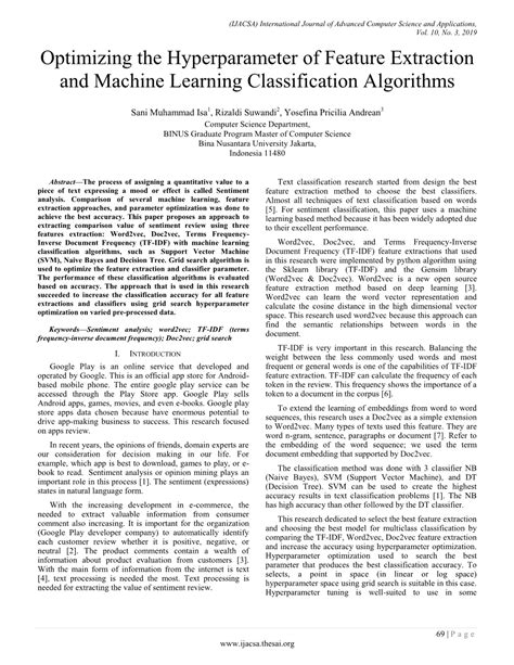 optimizing the hyperparameter of feature extraction and machine learning classification