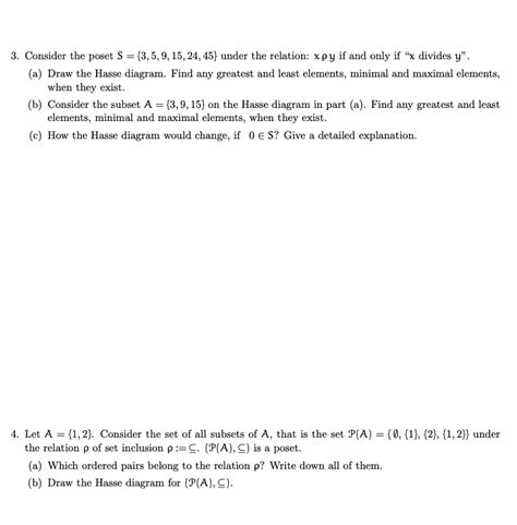 solved consider the poset p {3 5 9 15 24 45} under the relation x ≼ y if and only if x