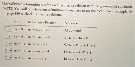 solved use backward substitution to solve each recurrence