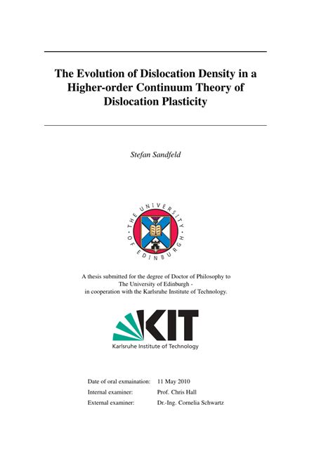 pdf the evolution of dislocation density in a higher order continuum theory of dislocation