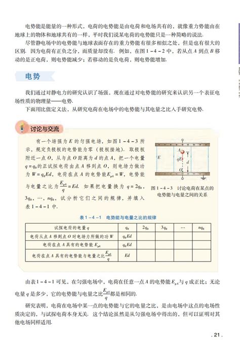 第四节 电势能与电势 2019年审定粤教版高中物理必修3高清 高中课本 中学课本网