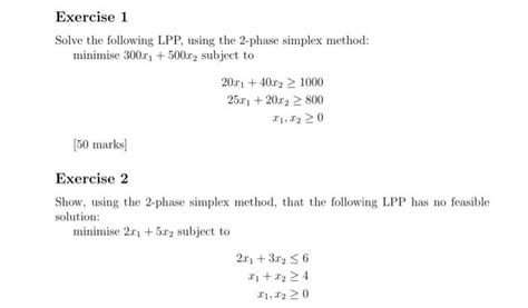 solved solve the following lpp using the 2 phase simplex
