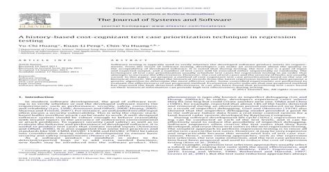 a history based cost cognizant test case prioritization technique in regression testing [pdf