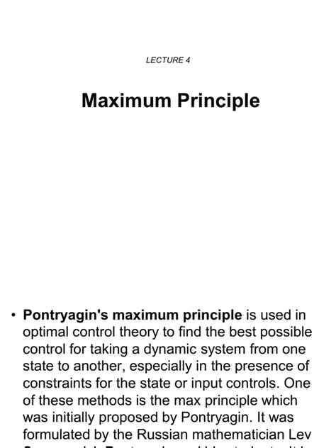 lecture 4 maximum principle pdf optimal control mathematical optimization