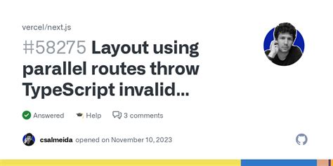 layout using parallel routes throw typescript invalid default export error on next build