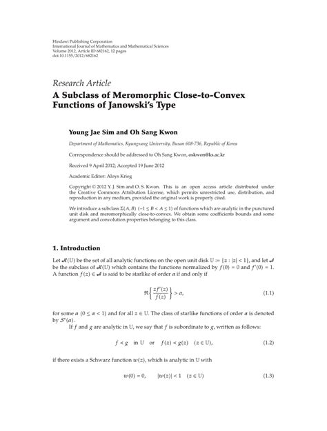 pdf a subclass of meromorphic close to convex functions of janowski s type