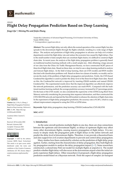 pdf flight delay propagation prediction based on deep learning