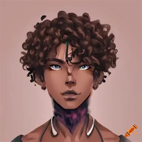 Anime Style Character With Dark Brown Skin And Curly Hair On Craiyon