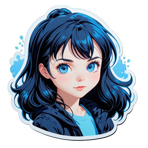 I Made An Ai Sticker Of A Girl Black Hair Blue Eyes